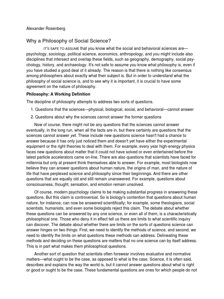 Alexander Rosenberg - Philosophy of Social Science | PDF | Social ...