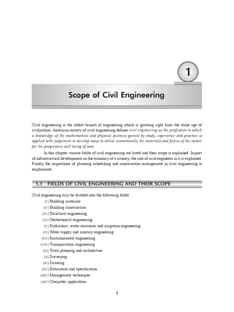 Scope of Civil Engineering | PDF | Water Resources | Civil Engineering
