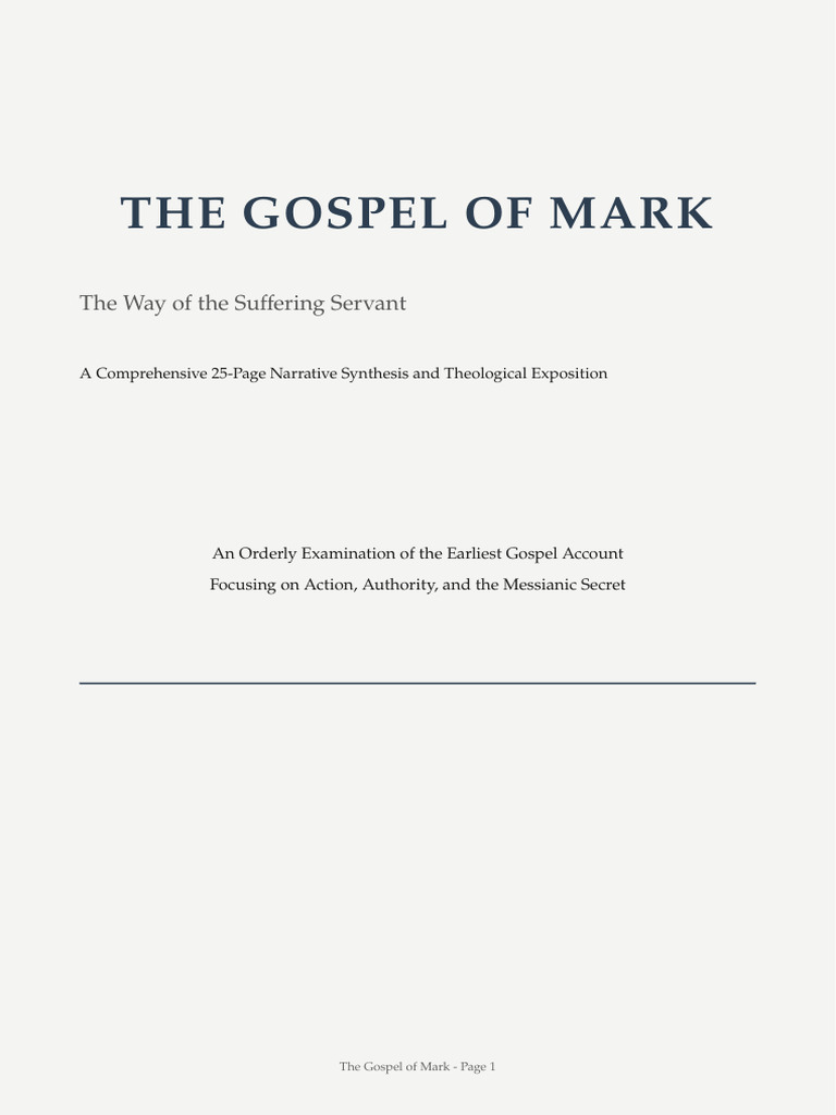 Gospel of Mark Synthesis | PDF | Gospel Of Mark | Jesus