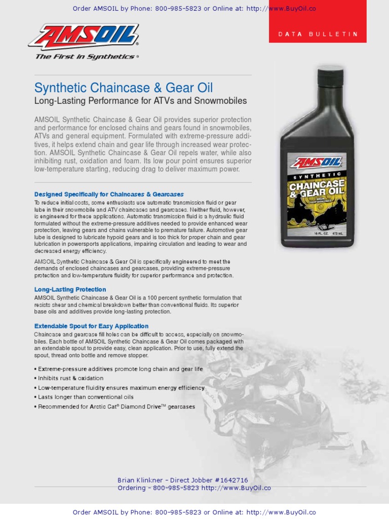 TCC - AMSOIL Synthetic Chaincase & Gear Oil | PDF | Oils | Vehicles