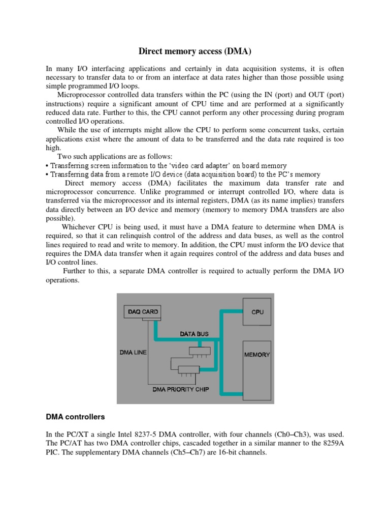 Direct Memory Access | PDF | Input/Output | Central Processing Unit Direct Memory Access | PDF | Input/Output | Central Processing Unit