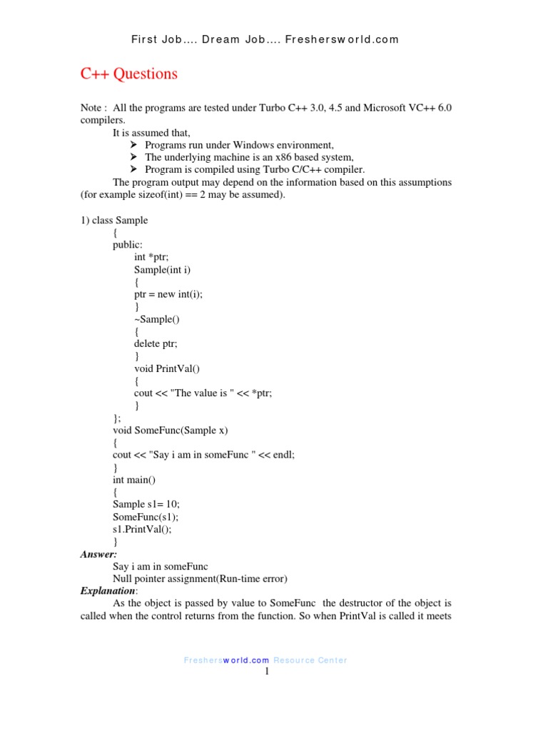 C Questions Answer Pdf Class Computer Programming Pointer Computer Programming 4874