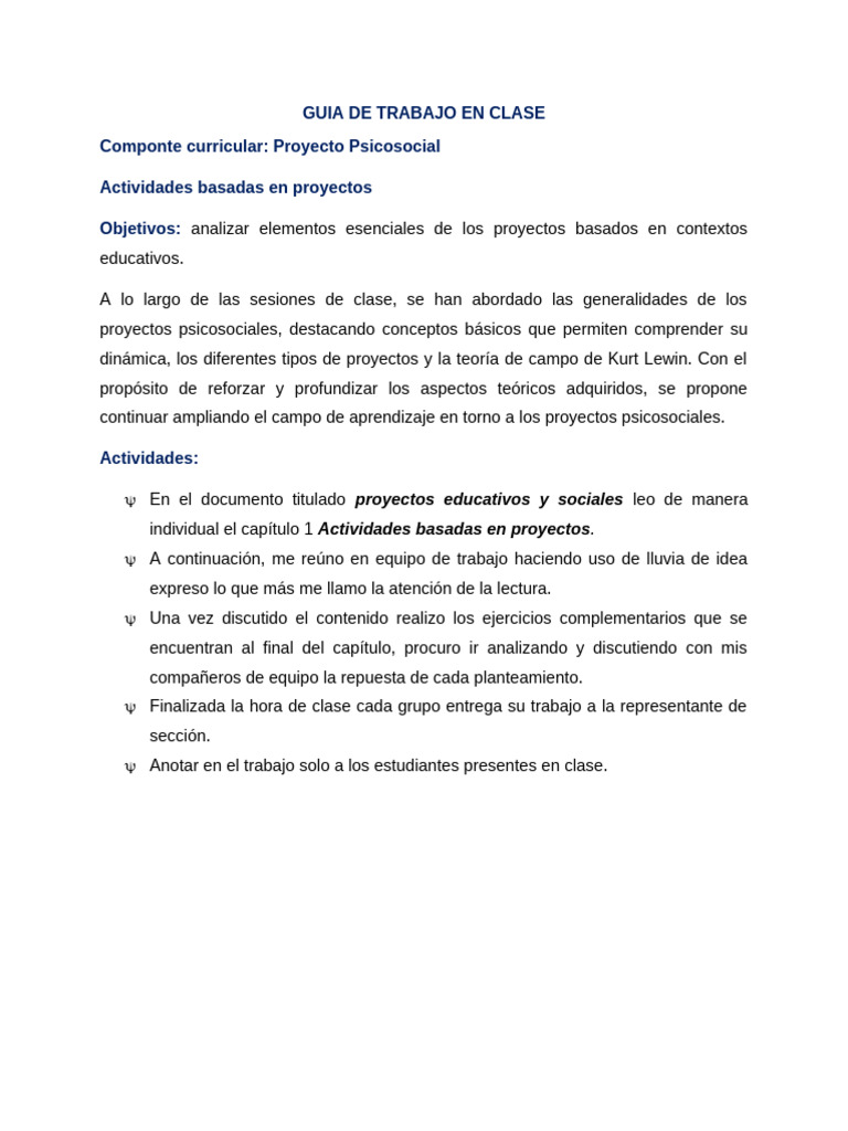 Guia de Trabajo en Clase Pp | PDF