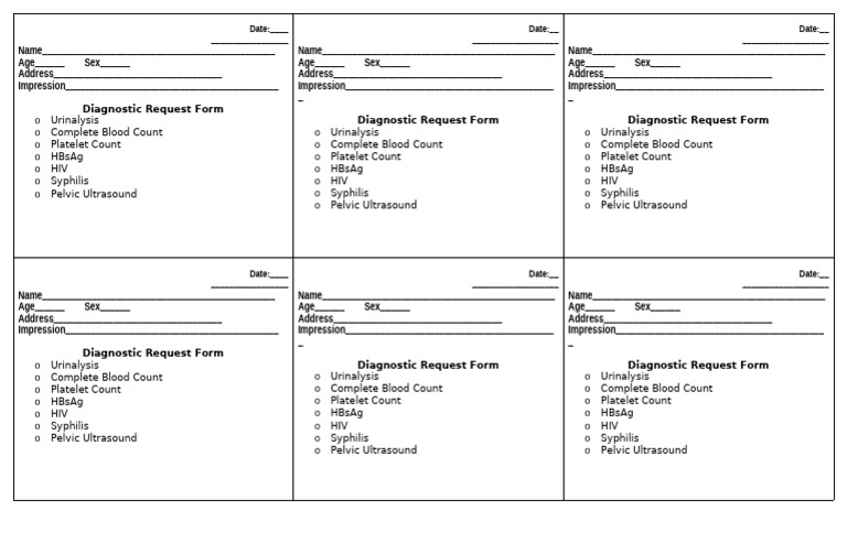 Diagnostic Request Form | PDF | Medical Diagnosis | Tissue (Biology)