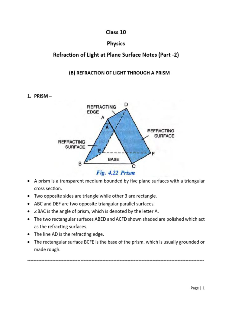 2) Refraction of Light Part - 2 | PDF | Refraction | Refractive Index
