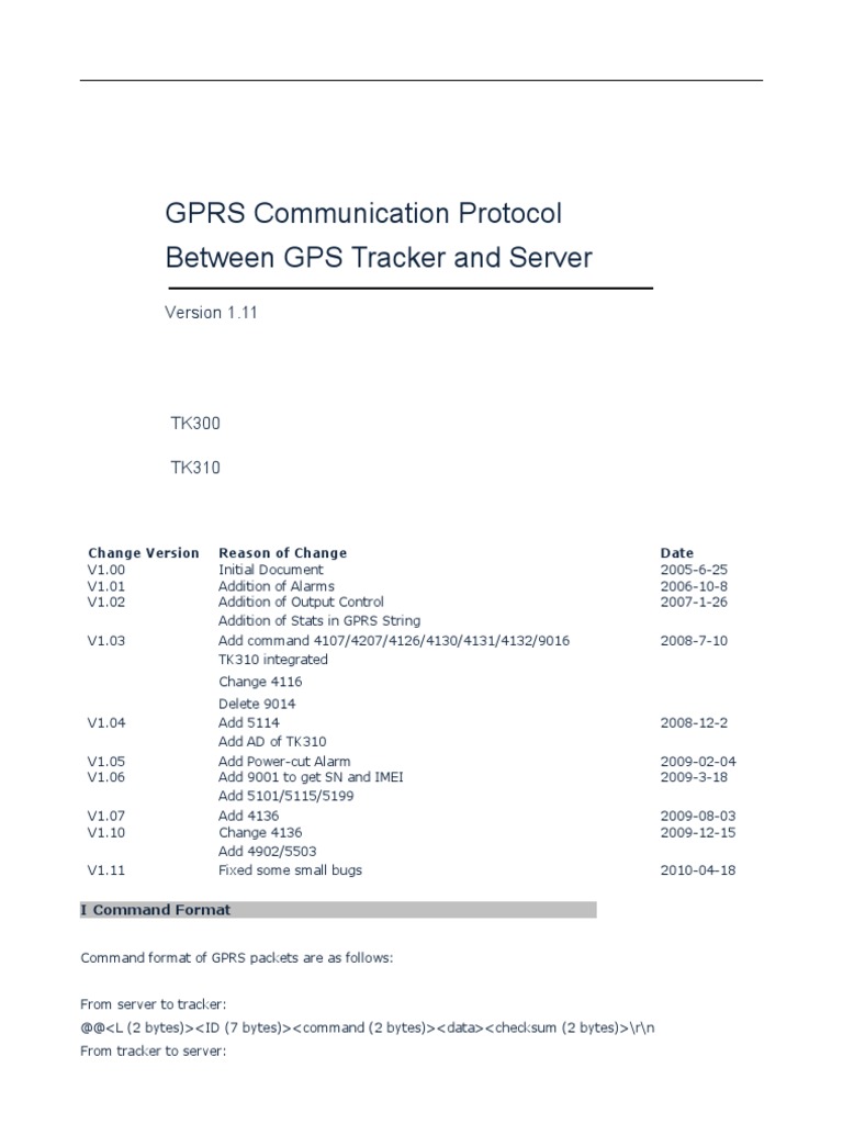 GPRS Protocol for GPS Trackers Guide | PDF | Network Packet | Short ...