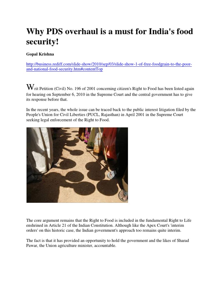 Revamping PDS for India's Food Security | PDF