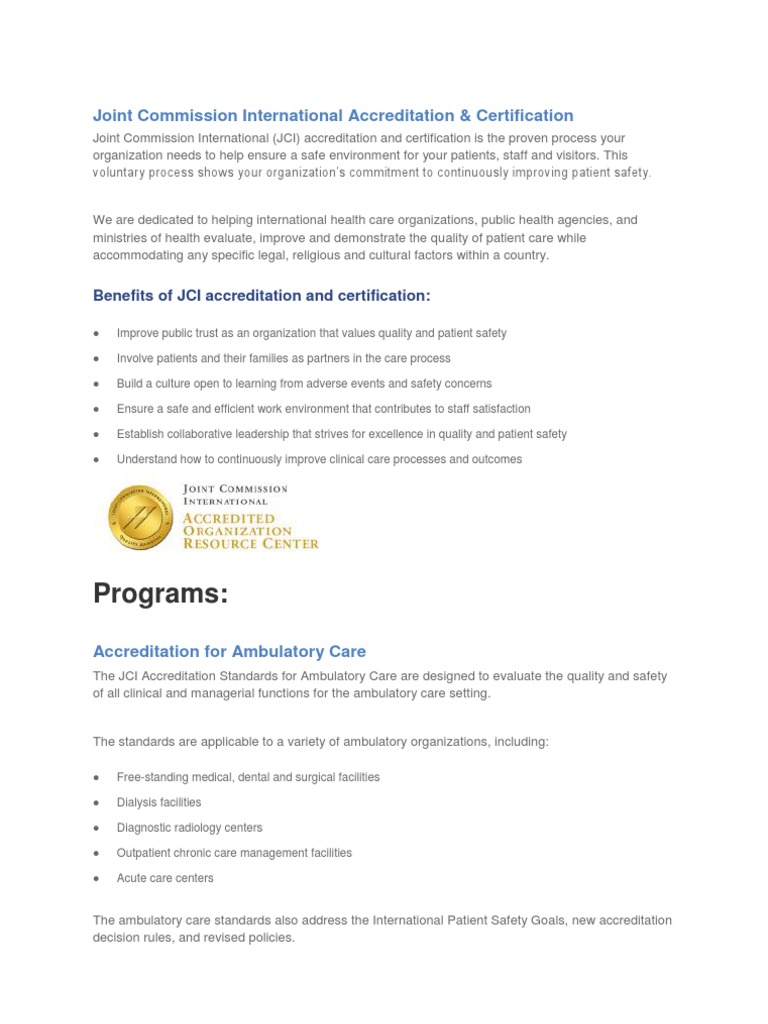 About Joint Commission International | PDF | Joint Commission | Patient ...