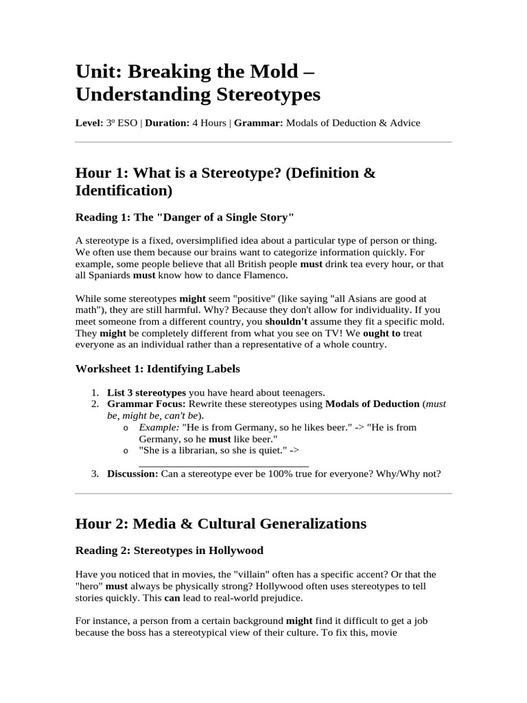 stereotypes lesson plan | PDF | Stereotypes