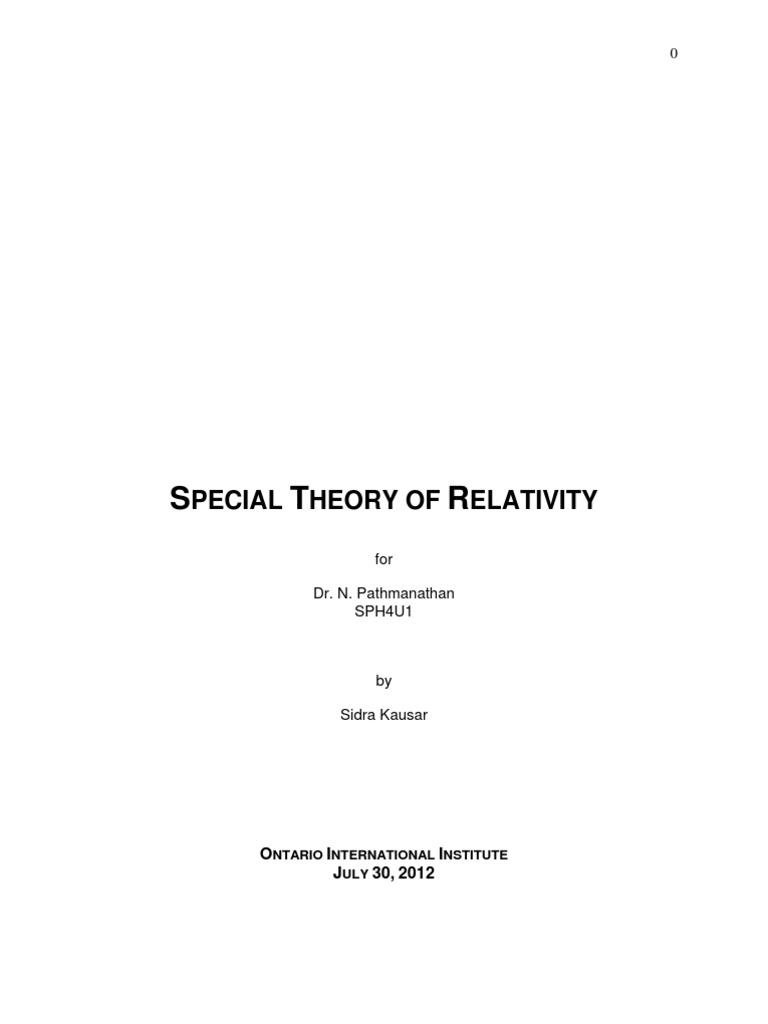 Einstein's Special Theory of Relativity Explained | PDF | Special ...