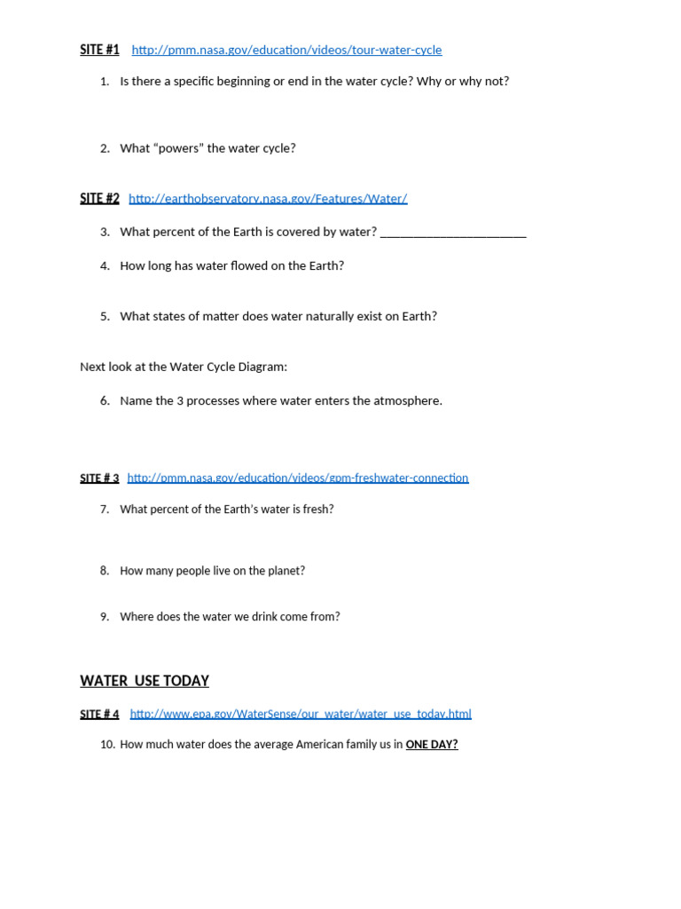 Water Cycle Webquest | PDF