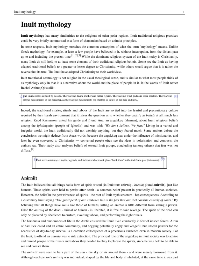 Inuit Mythology | PDF | Eskimo | Traditional Stories