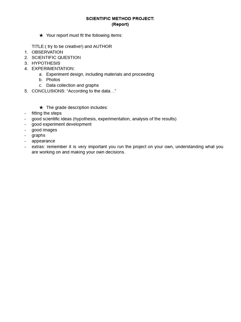 Scientific Method Project Def (16) | PDF