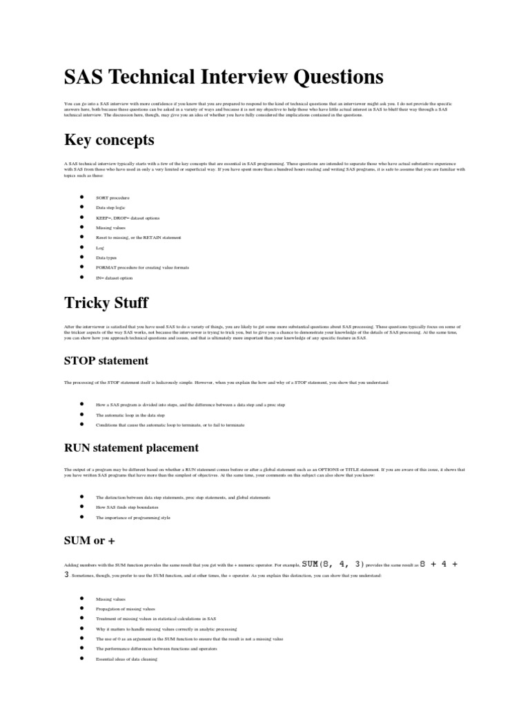SAS Technical Interview Questions | PDF | Sas (Software) | Subroutine