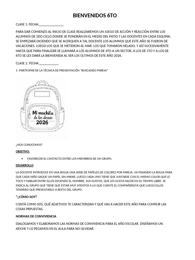 Secuencia Inicio de Clases | PDF