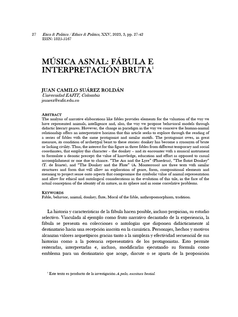 SUÁREZ ROLDÁN Música asnal | PDF | Fábula