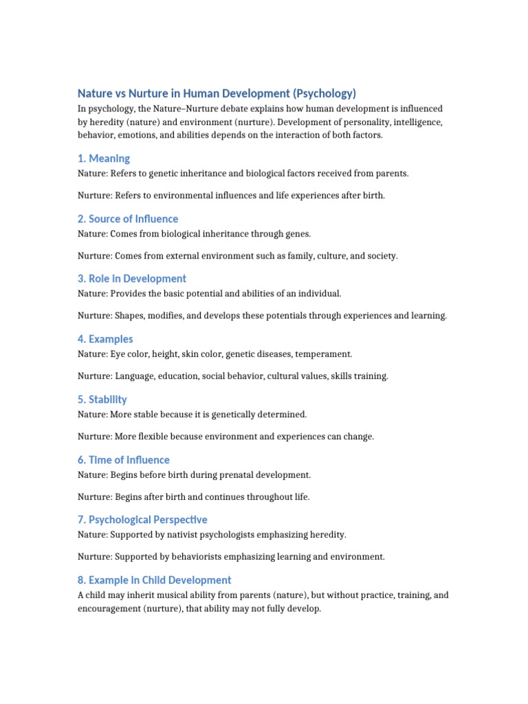 Nature vs Nurture Psychology | PDF