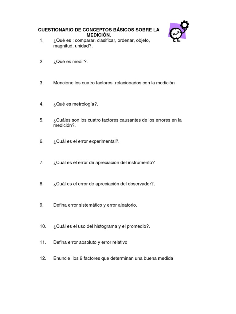 Cuestionario de Conceptos Básicos Sobre La Medición | PDF