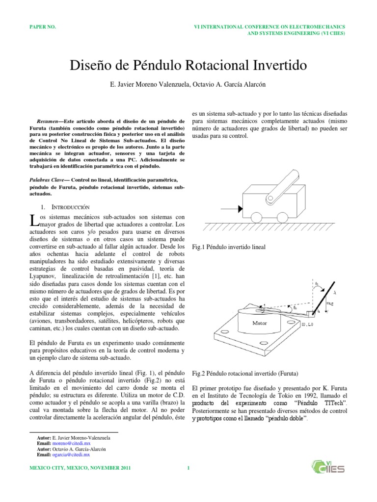 Diseño de Pendulo Rotacional Invertido. | PDF | Péndulo | Movimiento ...