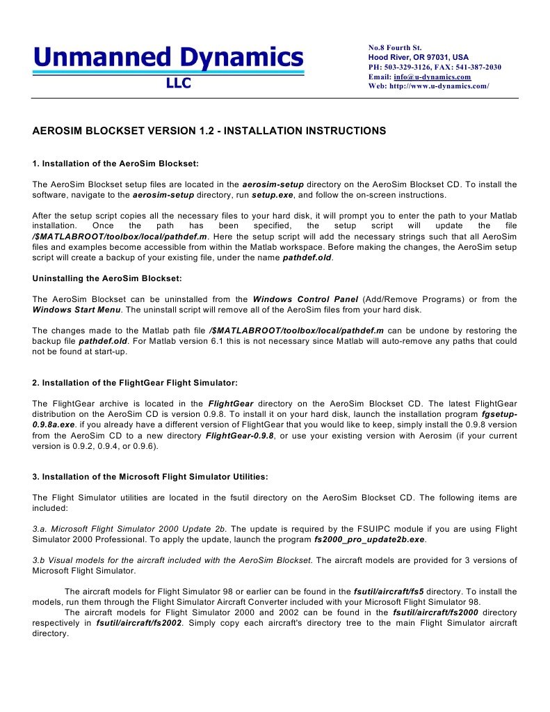 Aerosim Install | PDF