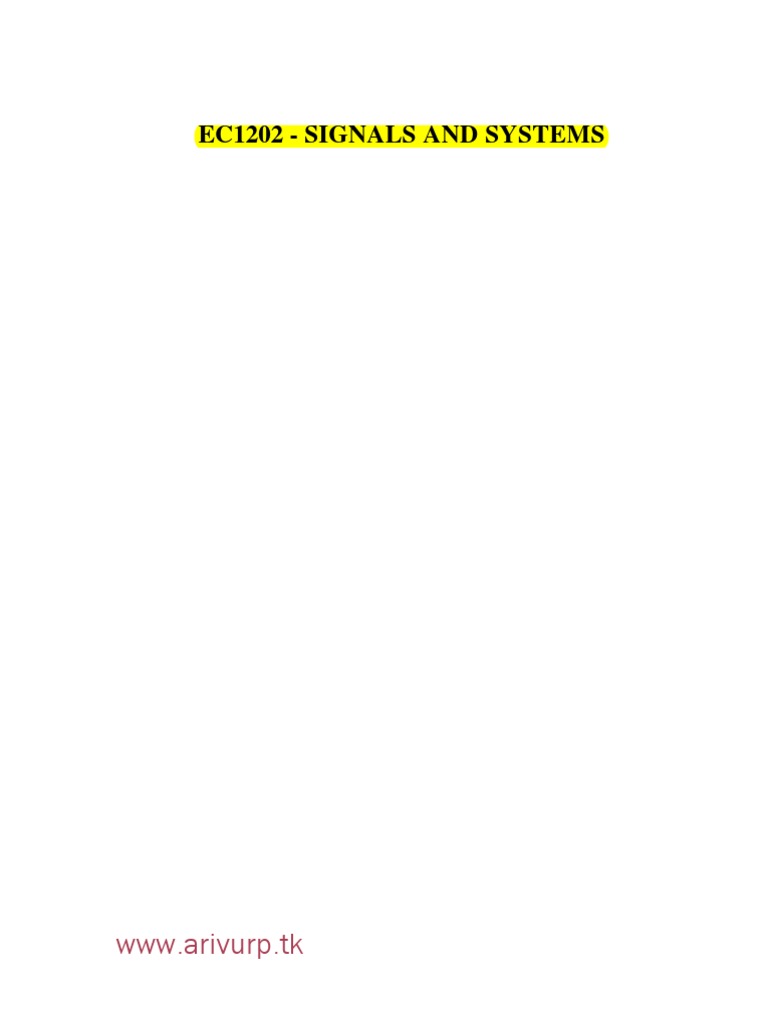 Ec1202 Signals & Systems | PDF | Convolution | Signal (Electrical Engineering)