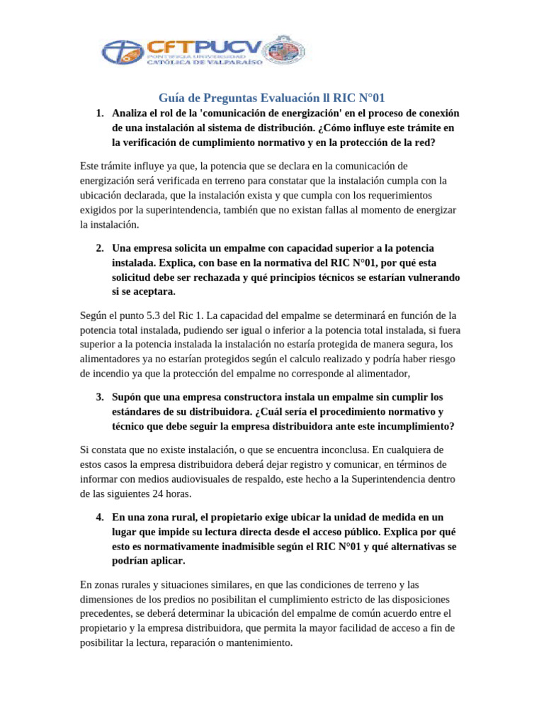Guía_Preguntas Evaluacion Ll RIC01 | PDF | Agua | edificio