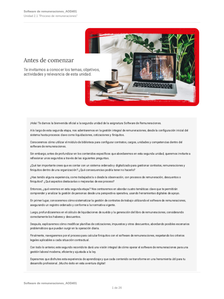 Software de RemuneracionesAOD401 Unidad 21 Proceso de Remuneraciones ...