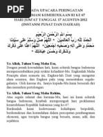 Teks Doa Majlis Pelancaran Bulan Kemerdekaan 2024 | PDF