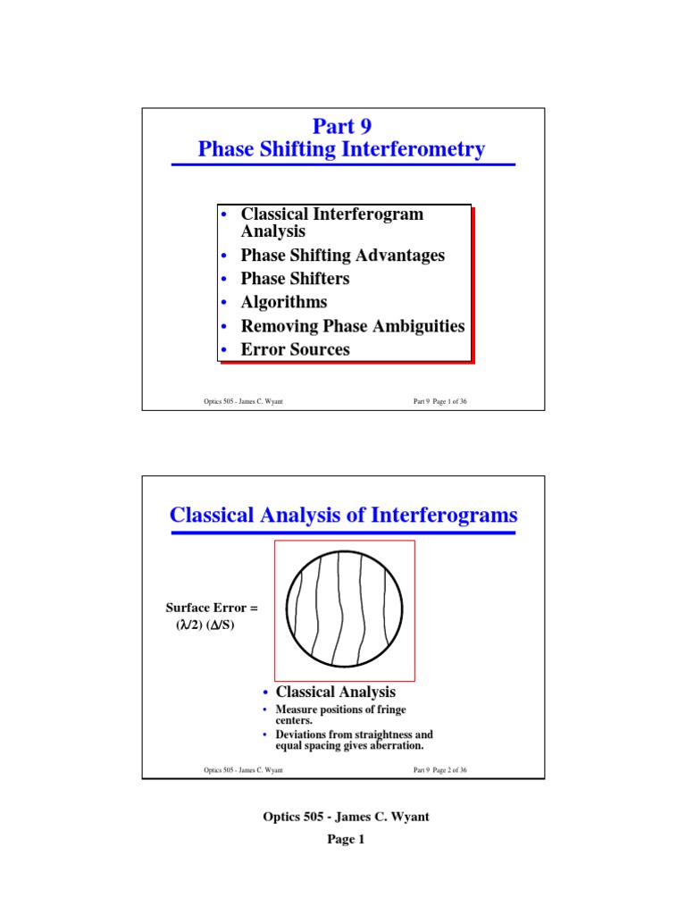 Phase Shifting Interferometry Pdf Interferometry Optics