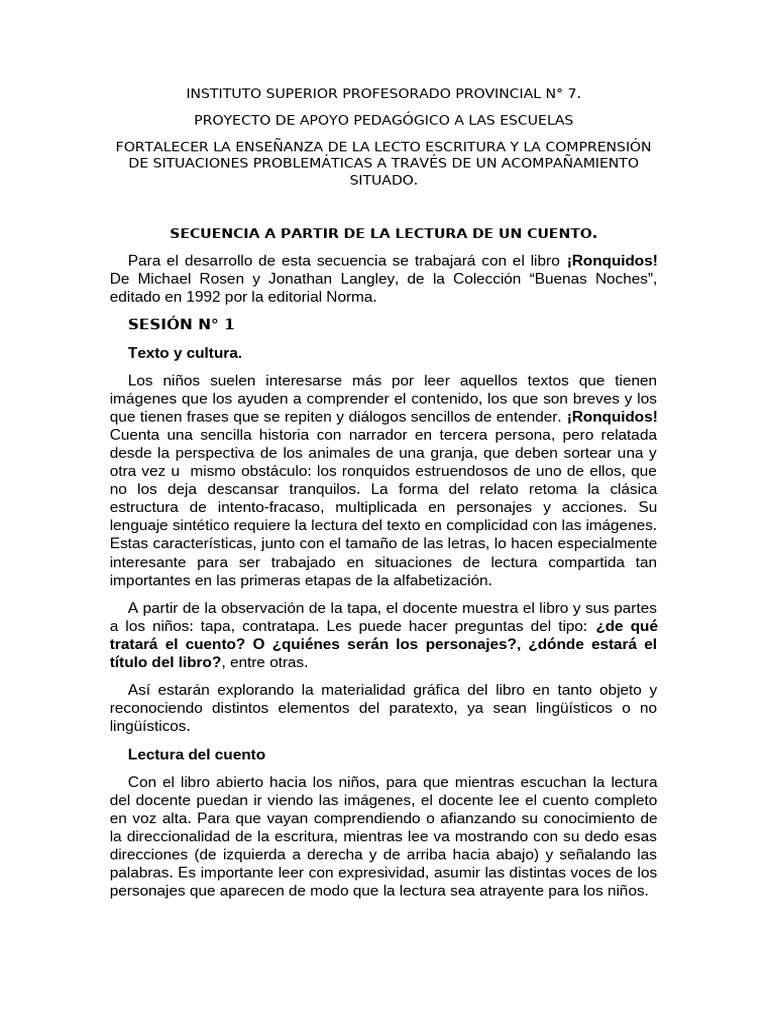 Secuencia a Partir de La Lectura de Un Cuento | PDF | Literatura ...