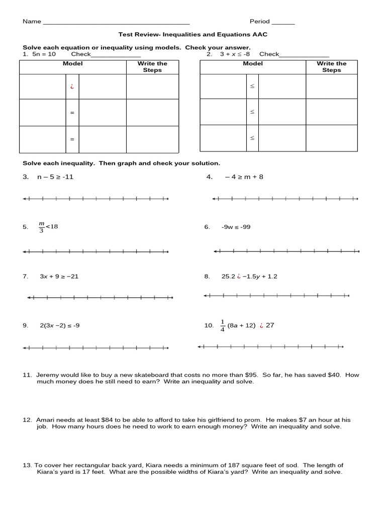 Test+Review+AAC Inequalities+and+Equations | PDF | Chess Theory | Chess