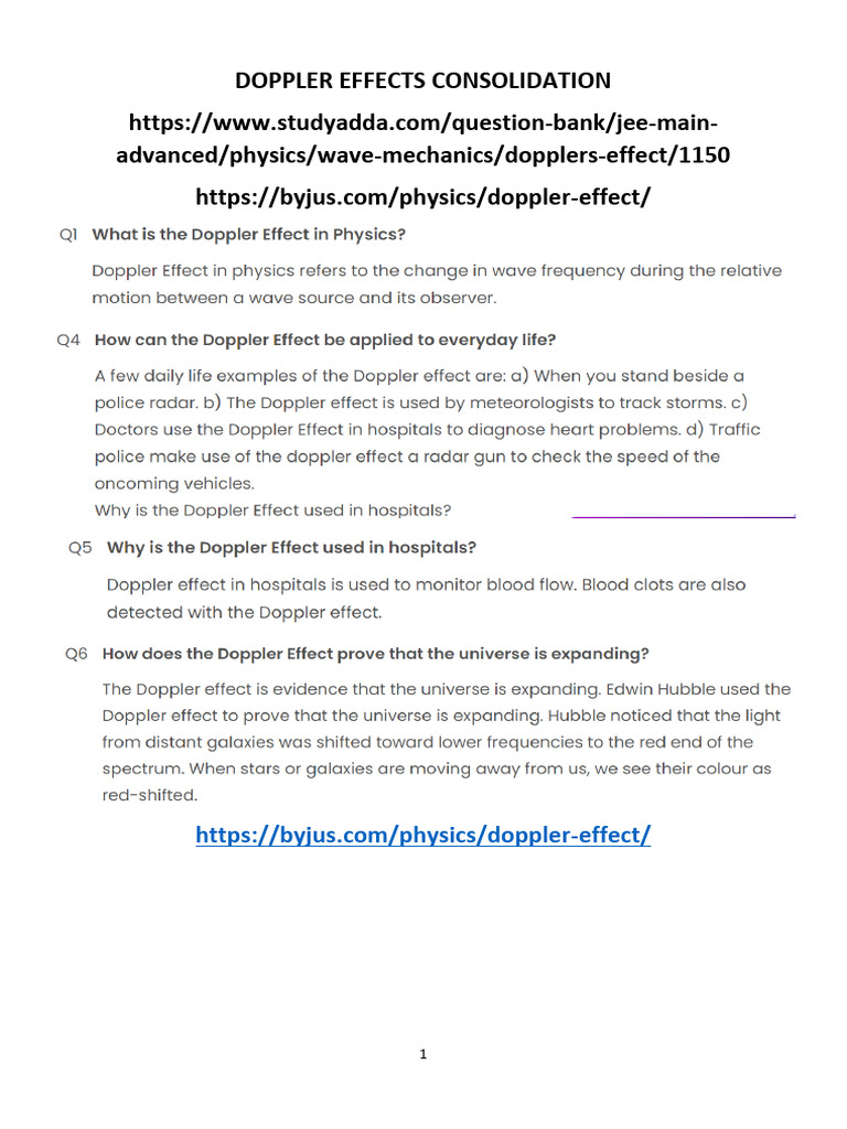 Doppler Effects Consolidation 2026 | PDF | Doppler Effect | Sound