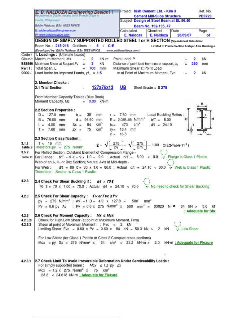 Design of Steel I-Section (BS5950) | PDF | Bending | Beam (Structure)