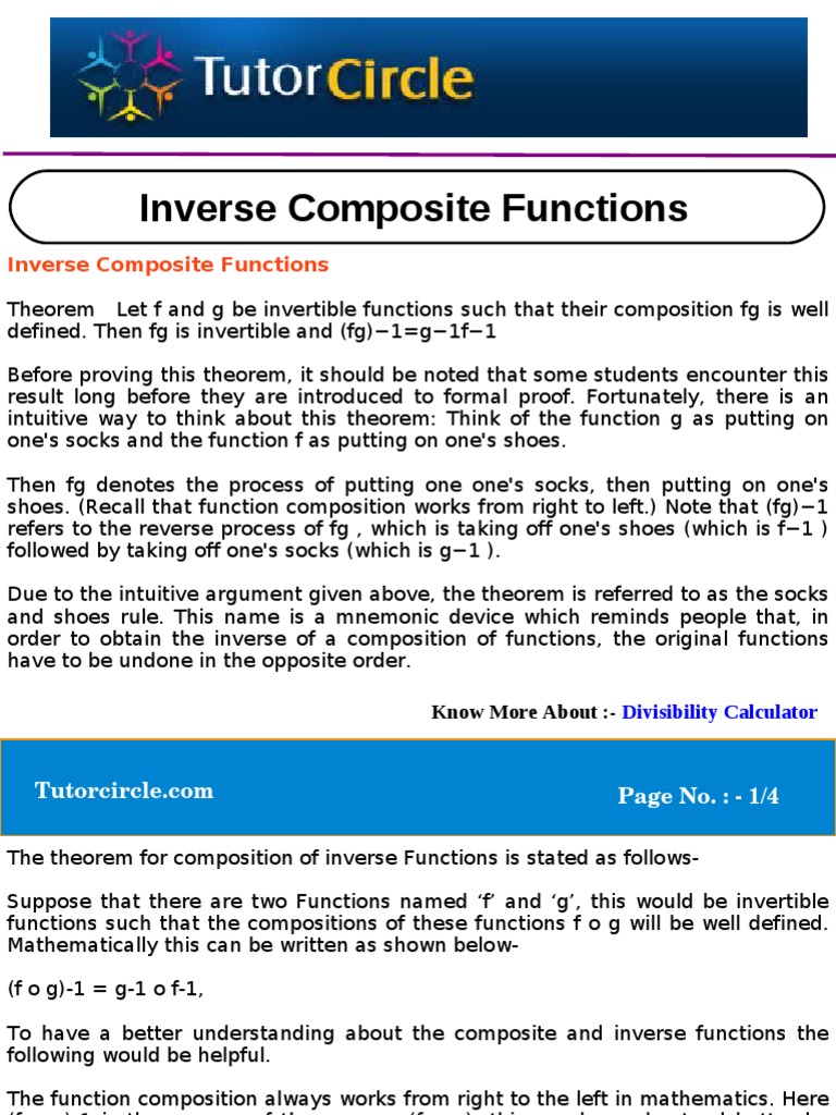 Inverse Composite Functions | PDF | Function (Mathematics) | Abstract ...