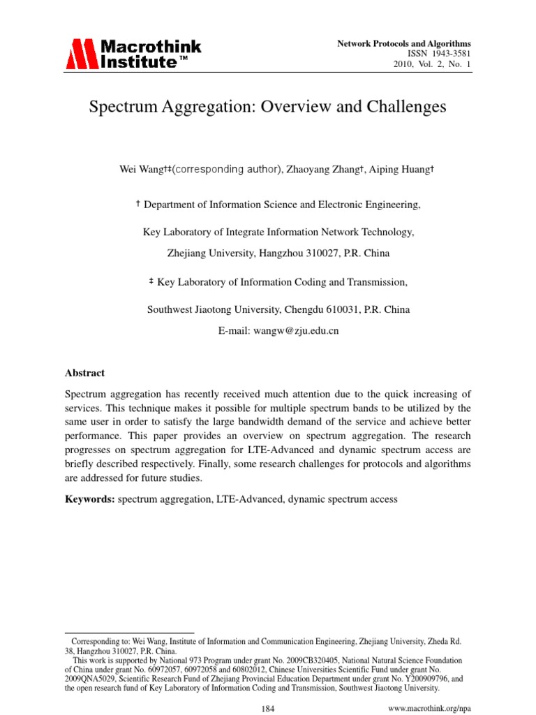 Spectrum Aggregation and Challenges | PDF | Lte Advanced | Cognitive Radio