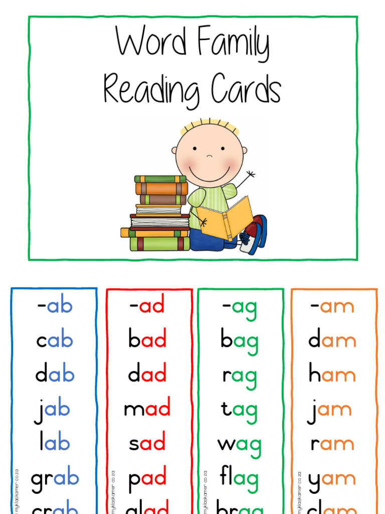 Word Family Reading Cards | PDF | Zoology