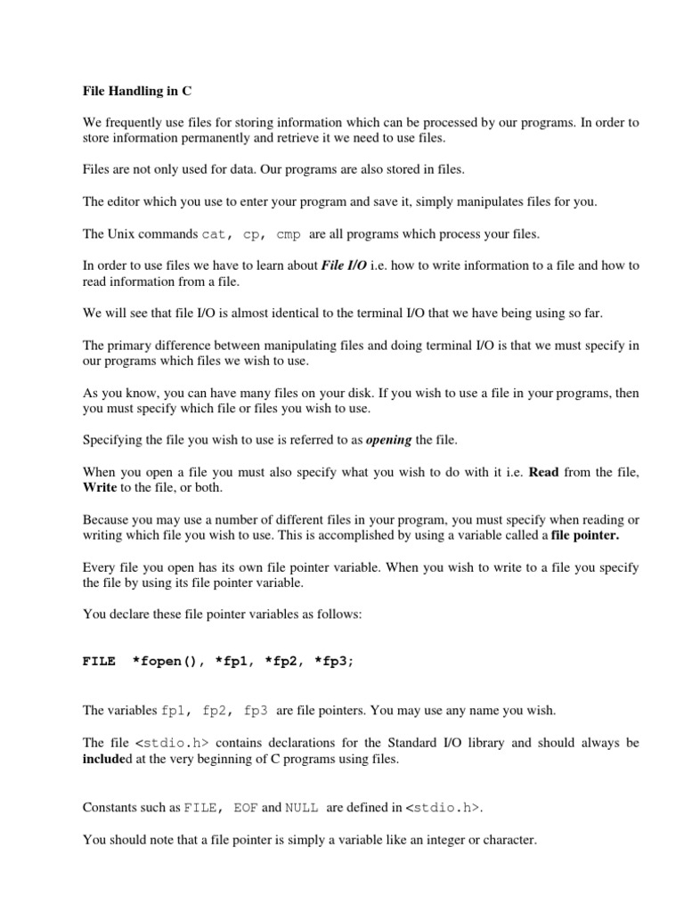 File Handling Pdf C Programming Language Computer File 8822