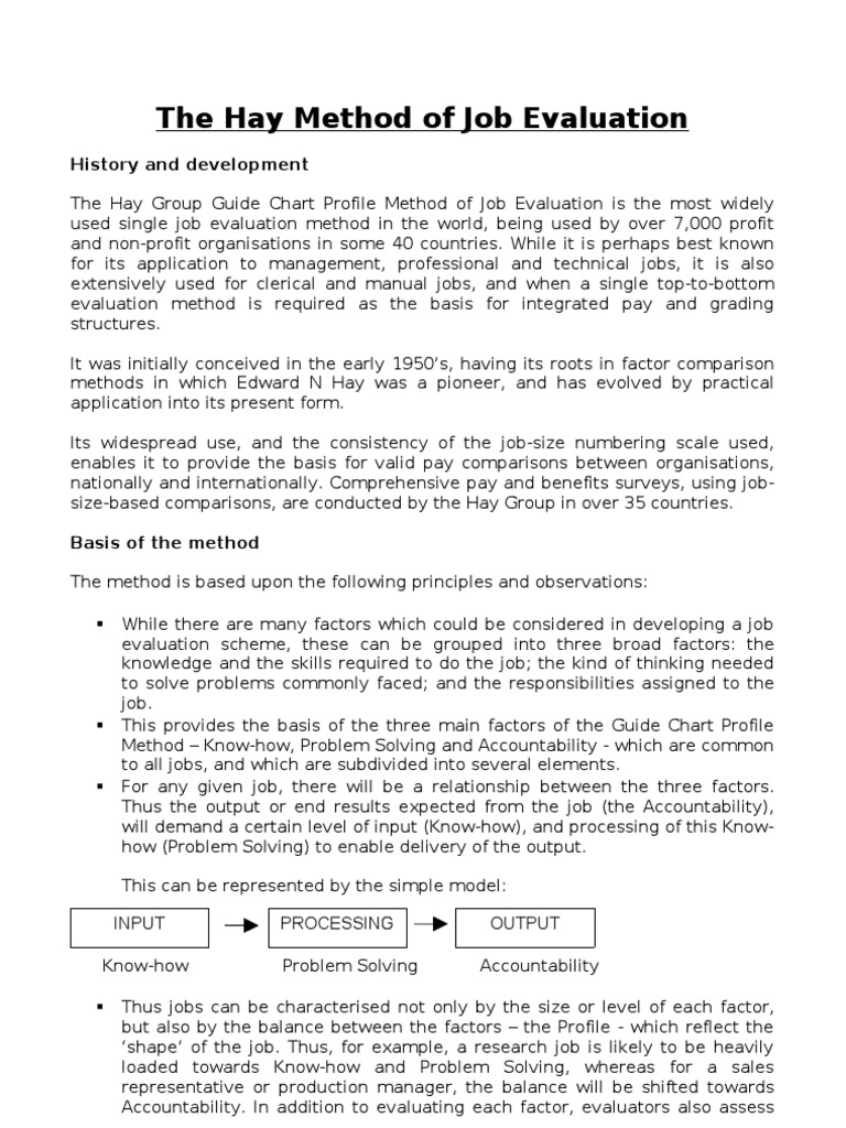 The Hay Method of Job Evaluation | PDF | Evaluation | Behavioural Sciences