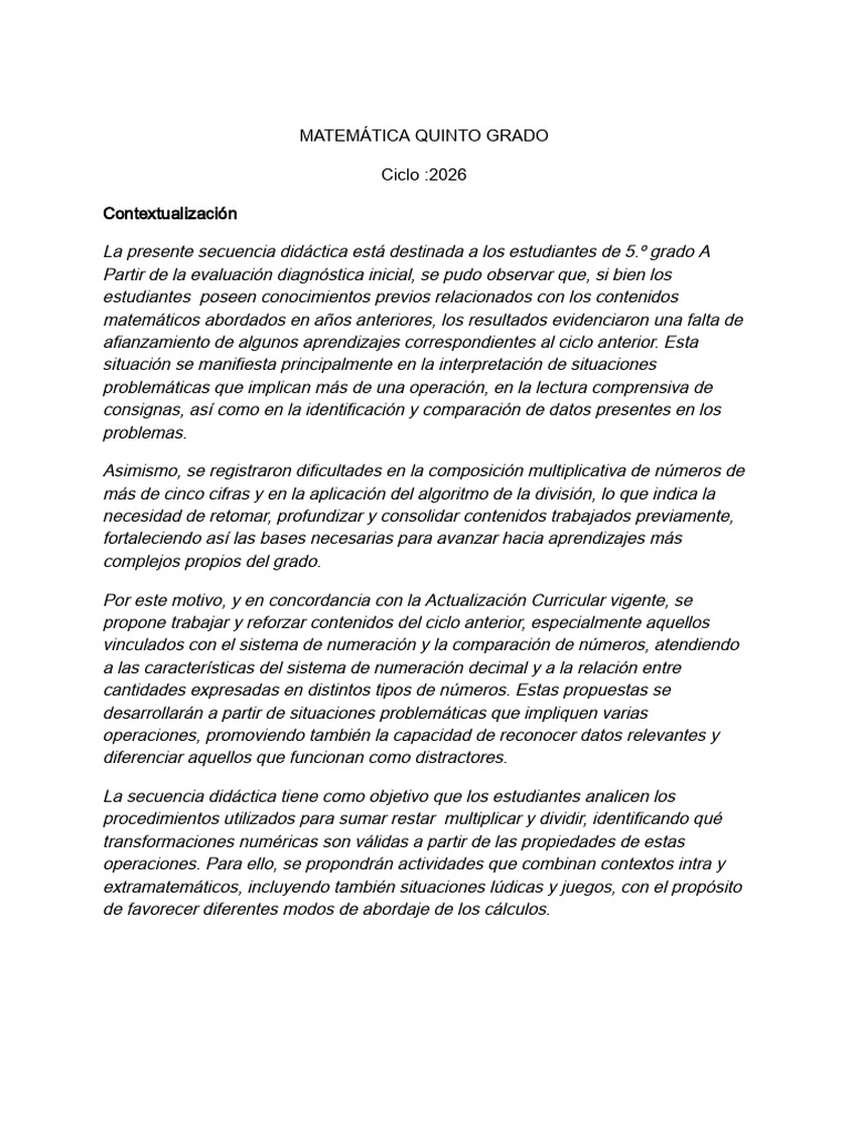 Matematica Secuencia 1_2026 (2) | PDF | División (Matemáticas ...