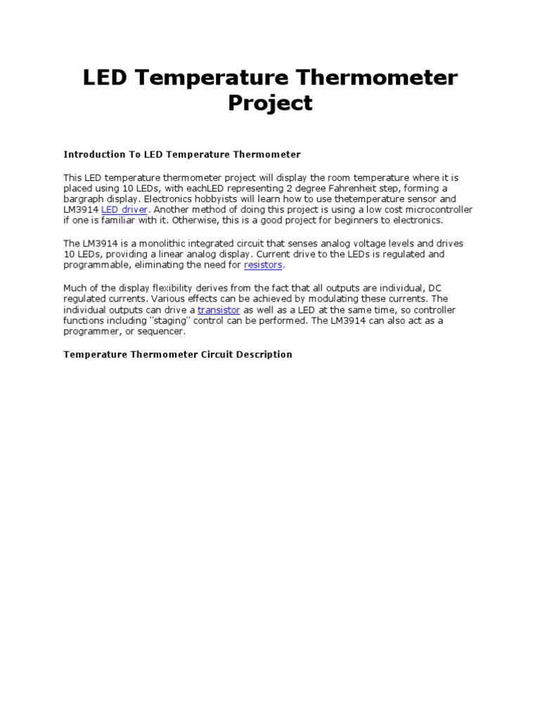 LED Thermometer Project Guide | PDF | Electronic Circuits | Thermometer
