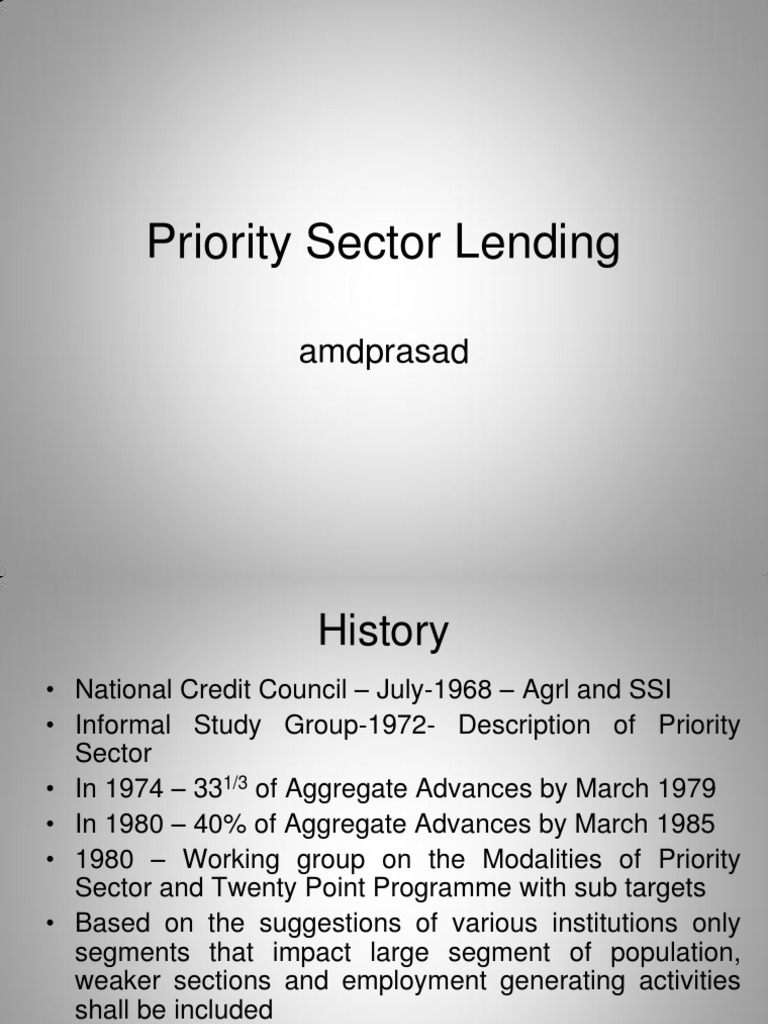 Priority Sector Lending | PDF | Loans | Credit (Finance)