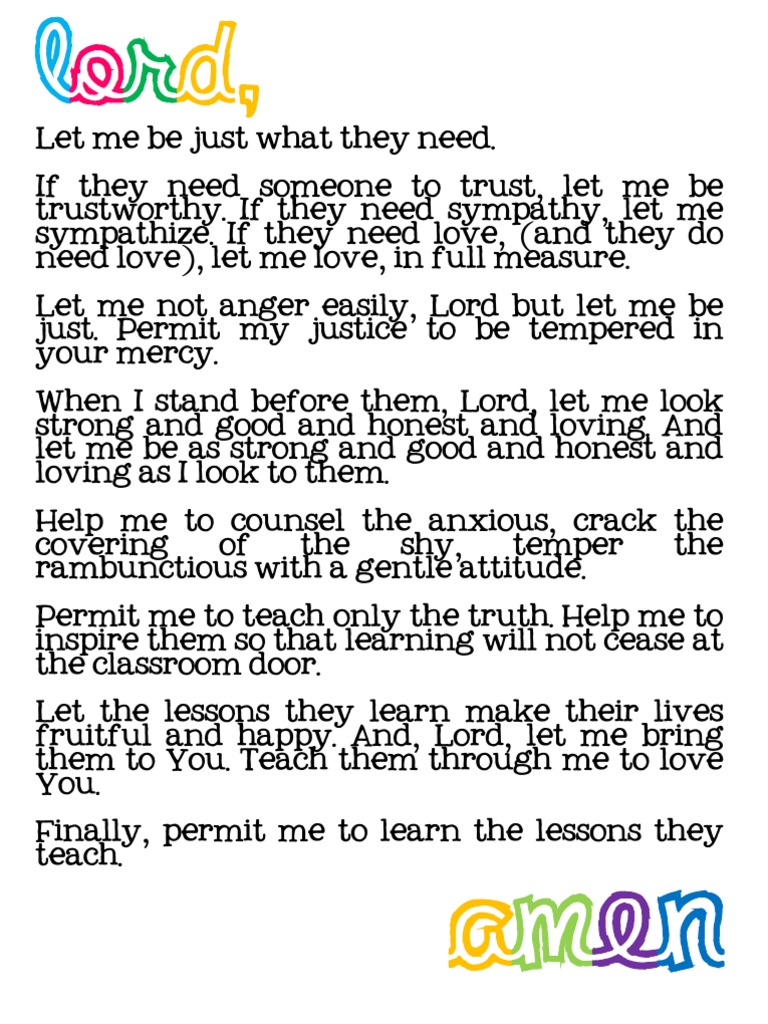 Prayer For The First Day of School2 | PDF