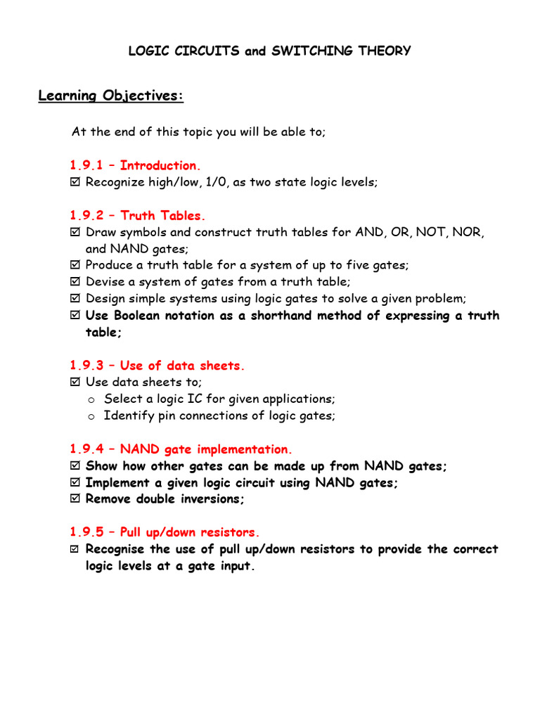 Logic Circuits Lesson | PDF | Logic Gate | Boolean Algebra