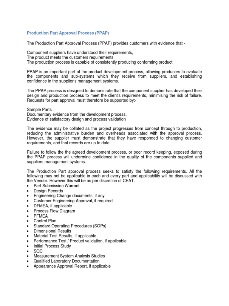 PPAP | PDF | Reliability Engineering | Evaluation