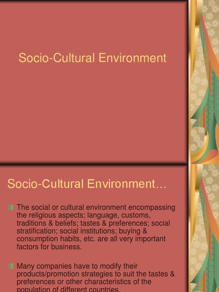 Socio Cultural Environment | PDF | Norm (Social) | Value (Ethics)