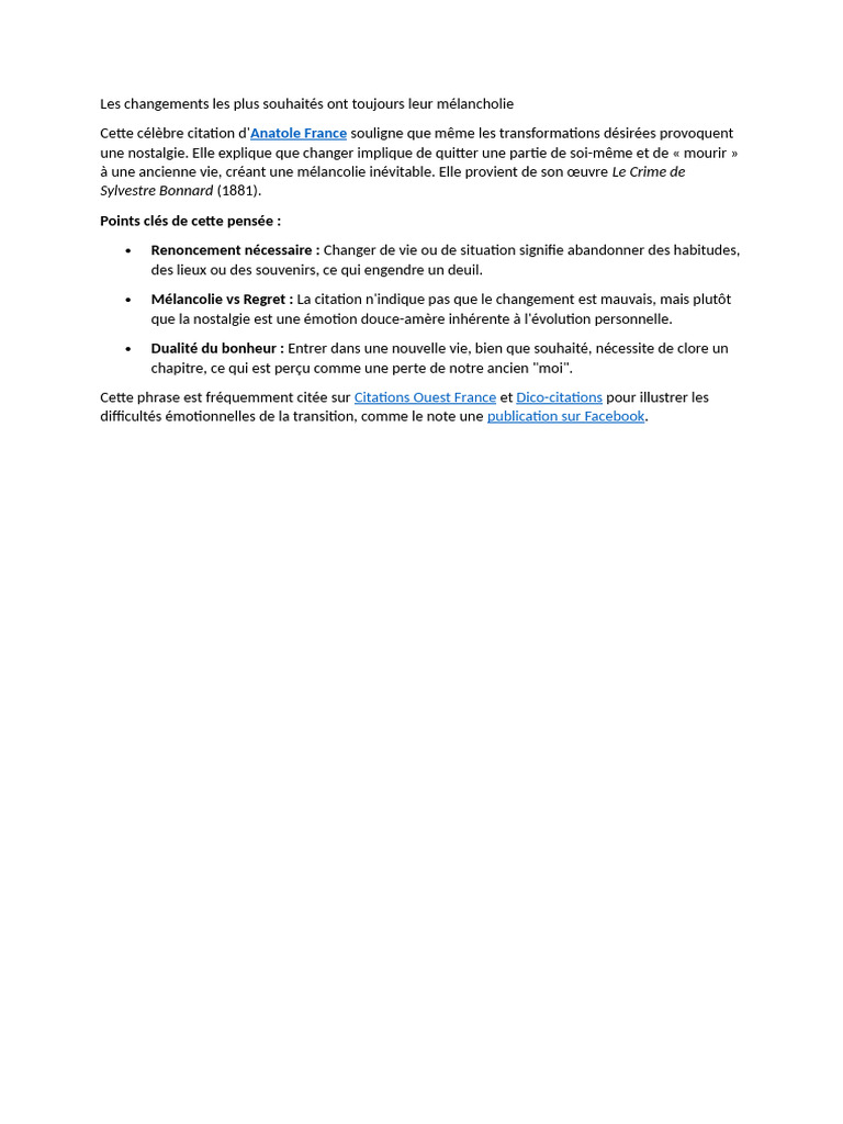 Les Changements Les Plus Souhaités Ont Toujours Leur Mélancholie | PDF