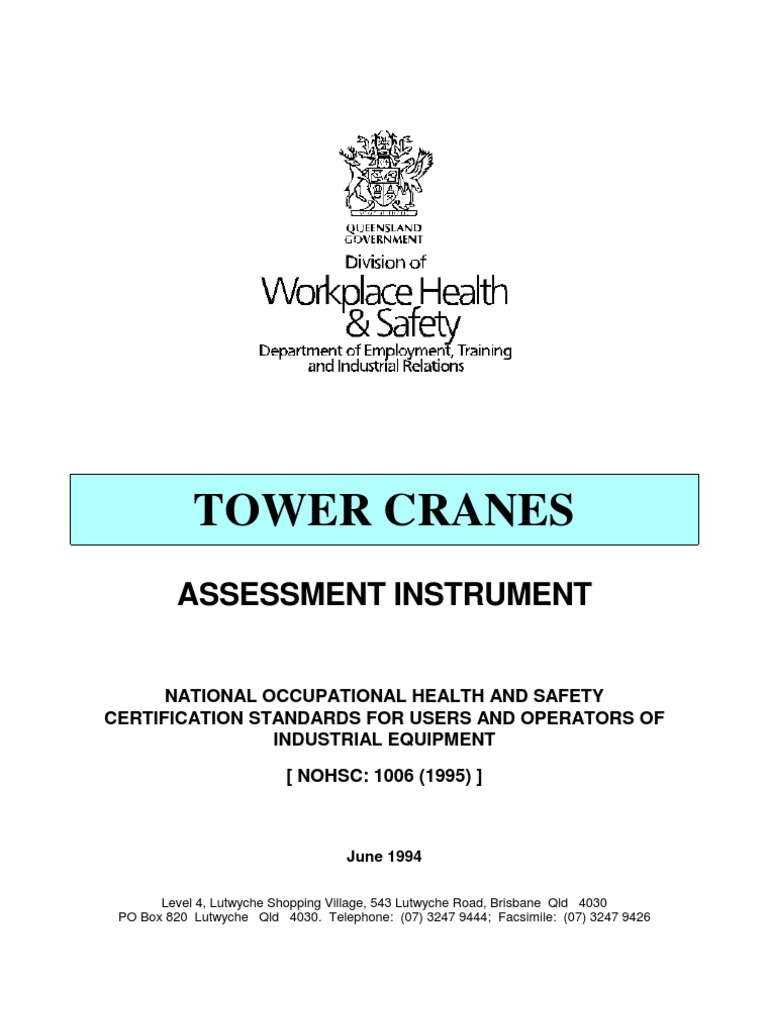 Tower Crane-Assessment Instrument | PDF | Crane (Machine) | Emergency