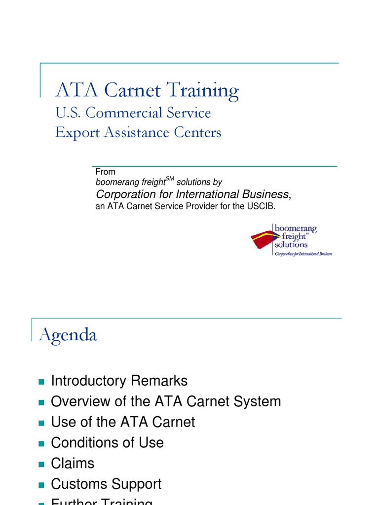 ATA Carnet Training Document | International Business | Global Business ...