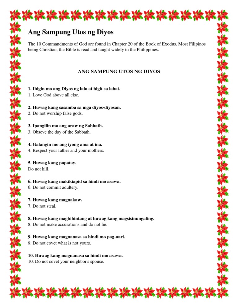 Ang Sampung Utos NG Diyos | PDF