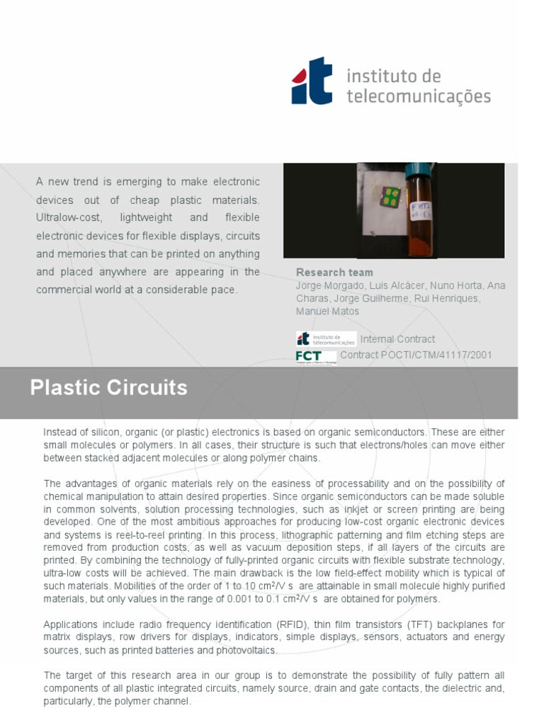 Plastic Circuits | PDF | Field Effect Transistor | Condensed Matter Physics